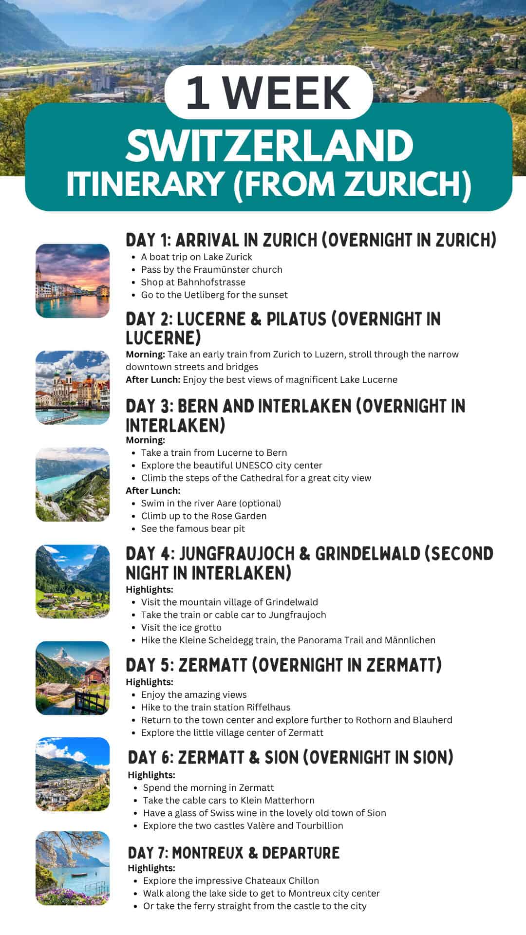 Switzerland 7-Day Itinerary For A Summer Vacation (From Zurich)